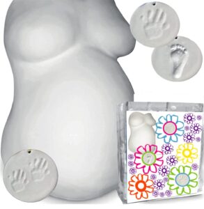 belly cast kit pregnancy - belly molds kit pregnancy and baby handprint footprint product (pregnancy maternity 5 rolls plaster and 2 bags modeling clay)