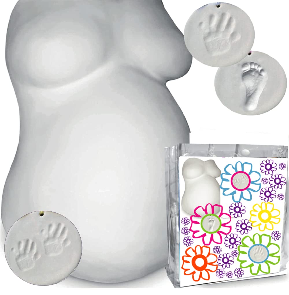 Belly Cast kit Pregnancy - Belly Molds kit Pregnancy and Baby Handprint Footprint Product (Pregnancy Maternity 5 Rolls Plaster and 2 Bags Modeling Clay)