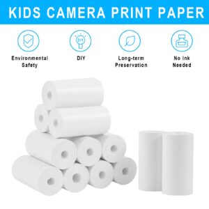 Kids Instant Camera Refill Print Paper, 12 Rolls Photo Print Thermal Paper Rolls Instant Print Camera Refill Paper For More Kid's Instant Camera White, 2.25×1.2 inches