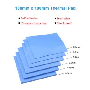 Marame Thermal Pad 1.5 W/mK 100x100x5mm Soft High Efficient Thermal Conductivity Thermal Pads IC Chipset Northbridge for CPU GPU Heatsink Blue