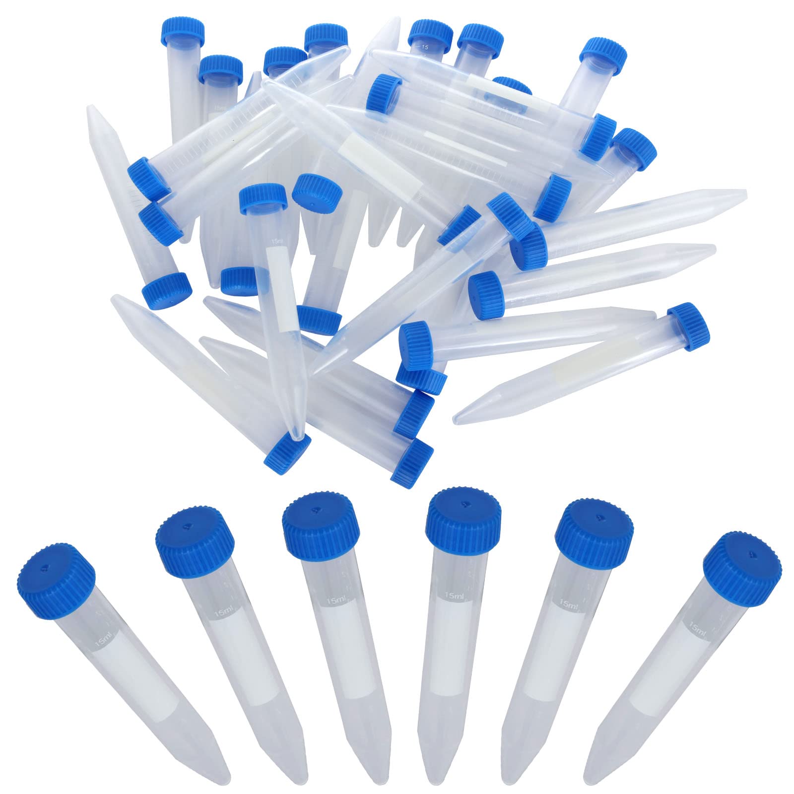 200 Pack Conical Centrifuge Tubes 15mL, Plastic Test Tubes with Graduated, Container Graduated with Marks and Write-on Spot for Scientific Experiments