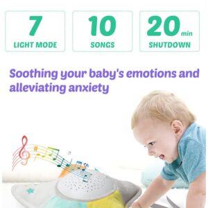 Konig Kids Baby Musical Sleep Soothers with Star Projector, Travel Soothing Sound Machine, Portable Plush Sleep Aid for Toddlers with Soothing Night Light, 10 Lullabies, White Noise, Auto Power Off