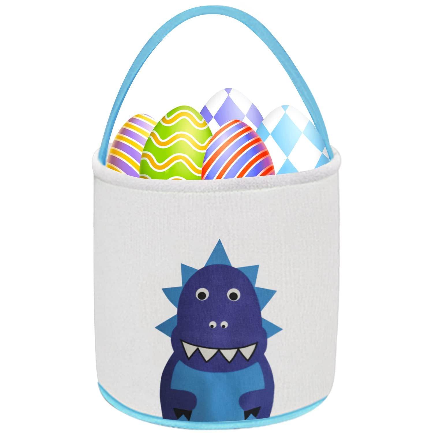 Leesgel Easter Baskets, Dinosaur Easter Basket for Kids, Easter Egg Hunt Basket with Handle Easter Buckets Easter Party Supplies Gifts Bags Toys Storage Bags