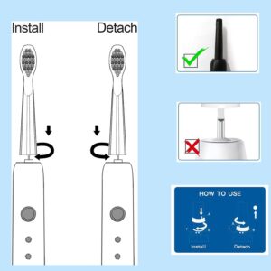 Electric Toothbrush Replacement Head for Fairywill Toothbrush Heads,for Fairywell Brush FW-D1/FW-D3/FW-D7/FW-D8/Fairy Will-507/508/551/FW908/FW910/917/949/958/959/FW610/FW659/FW719,6 Pack,Black