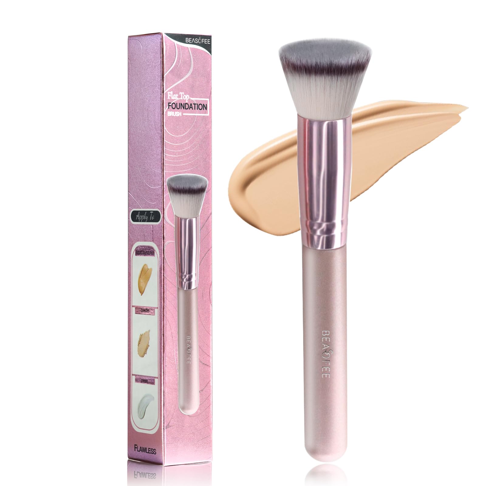 Foundation Brush Flat Top Makeup Foundation Brush Small Top Premium Durable Kabuki Makeup Brush Perfect for Flawless Powder and Cream,Buffing, Blending Liquid,Blending,Concealer Makeup Face Brush