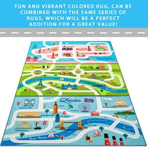 Kids Rug Play mat for Toy Cars,Fun Country Rugs with Roads for Bedroom and Kidrooms,Car Rug to Have Fun on,Area Rug Mat with Non-Slip Backing,Car Mat Great for Playing with Cars and Toys