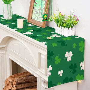 Siilues St. Patrick's Day Table Runner, St. Patrick's Day Decorations Green Shamrock Seasonal Spring Holiday Table Decorations for St. Patrick's Day Party Dining Table Decor (13'' x 72'')