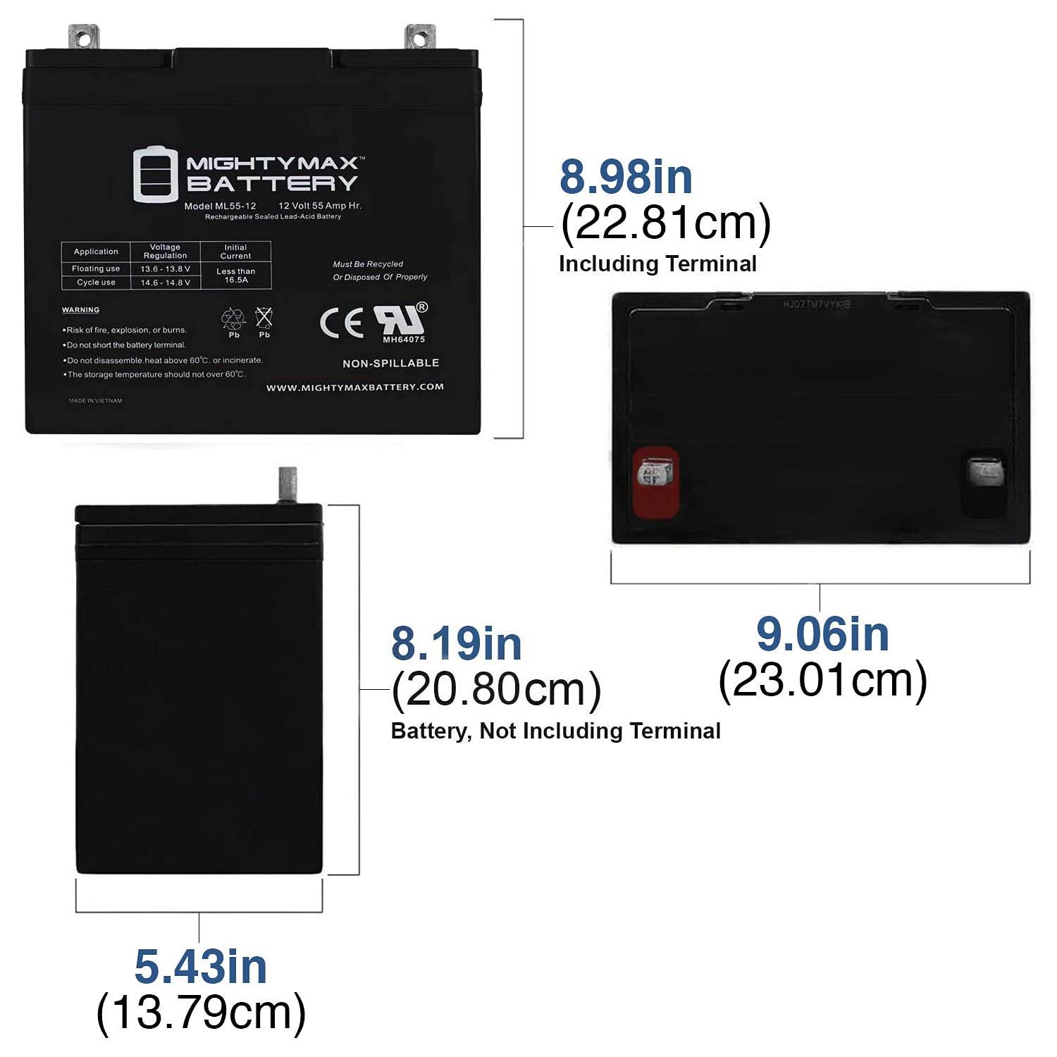 Mighty Max Battery 12V 55Ah SLA Replacement Battery for Leoch LP12-55 - 2 Pack