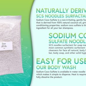 Soapeauty Coconut Oil SCS Noodles Surfactant for Skin Care Products - Sodium Coco Sulfate Noodles for Shampoo Conditioner Set, Soap Making Supplies, Body Lotion - 12 OZ