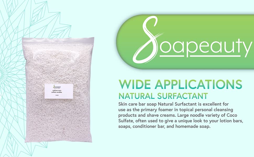 Soapeauty Coconut Oil SCS Noodles Surfactant for Skin Care Products - Sodium Coco Sulfate Noodles for Shampoo Conditioner Set, Soap Making Supplies, Body Lotion - 12 OZ