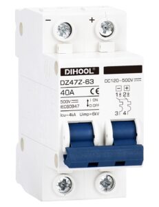 dihool 40 amp dc circuit breaker, 2-pole 500v din rail mount solar disconnect switch for solar panels