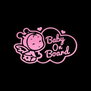 Vesvory Baby On Board Sign Car Stickers Reflective -2 Pcs Kids On Board Stickers for Car Windows Baby in Car Sticker for Car Safety Warning Sticker (Pink)