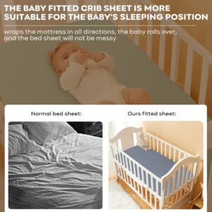 kookoomia Fitted Crib Sheet Set 2 Pack Baby Sheets for Standard Crib Toddler Mattress Cover Soft Microfiber Breathable Mattress Cover 28x52x9in