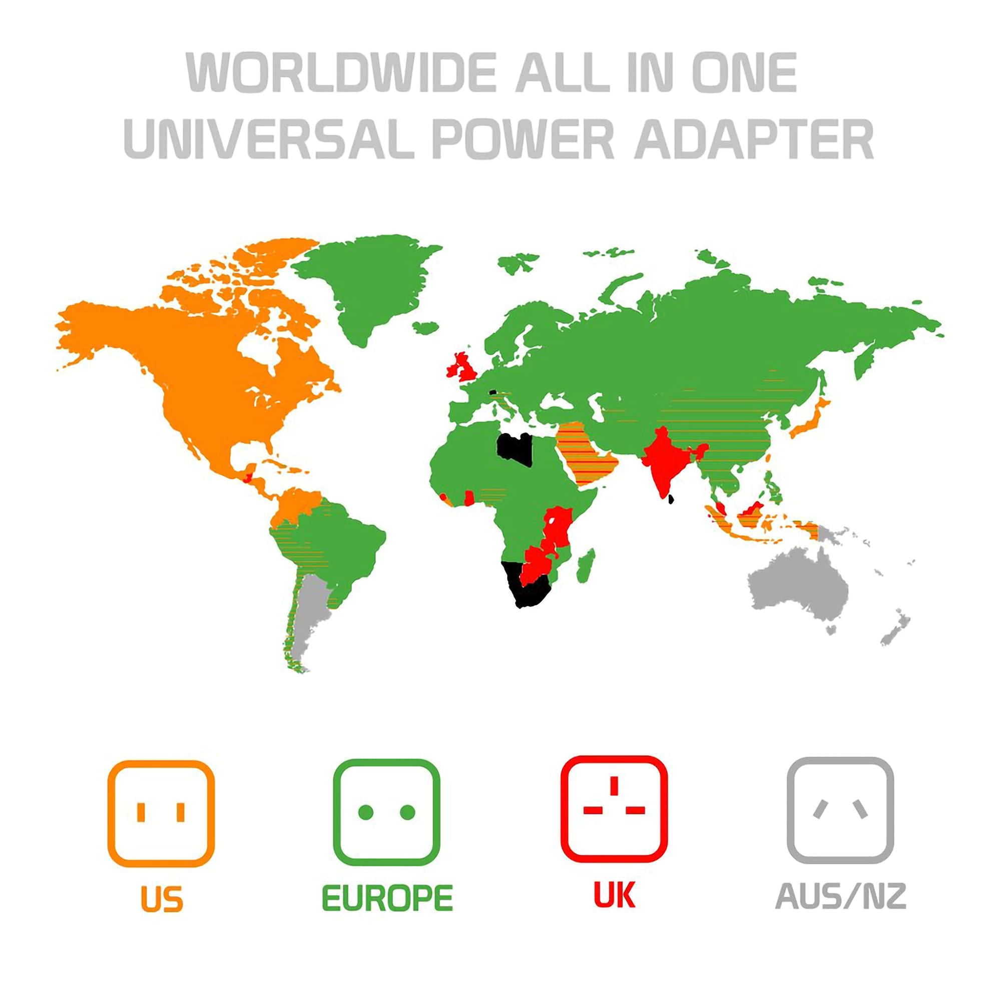 Dual Universal USB Adapter Works for JBL Tour Pro+ TWS for Worldwide Power and Travel Between US/EU/CN/AUS/NZ/UK