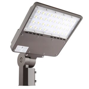 100w outdoor led parking lot light with adjustable slip fitter mount, 5000k led area light with dusk to dawn photocell, 100-277v 14000lm [400w-600w hps/hid equiv] etl led commercial led flood light