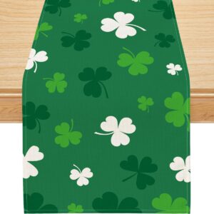 siilues st. patrick's day table runner, st. patrick's day decorations green shamrock seasonal spring holiday table decorations for st. patrick's day party dining table decor (13'' x 72'')