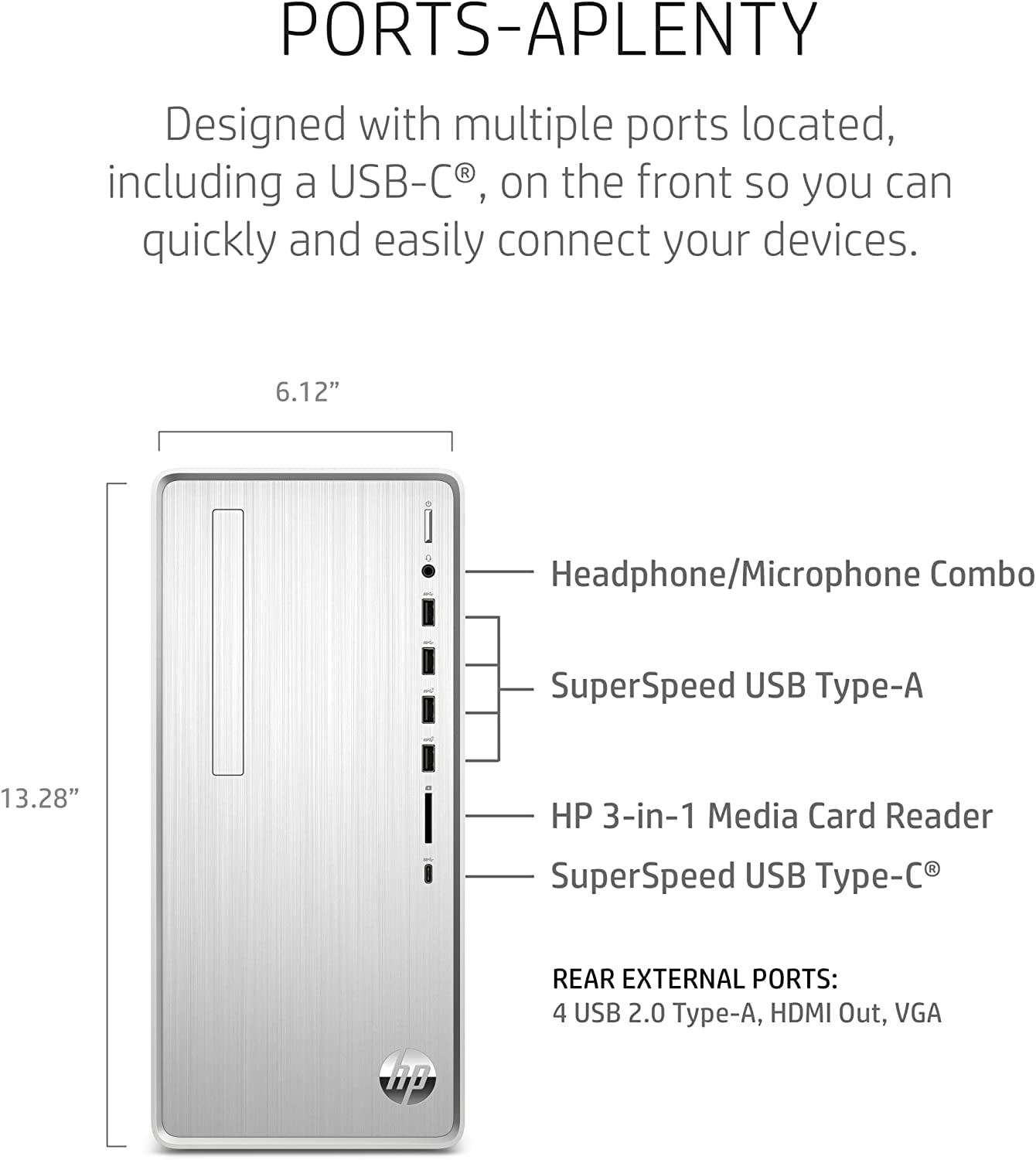 HP Pavilion TP01 Desktop Computer, AMD Ryzen 7-5700G Processor (Beats Core i9-10900), AMD Radeon, 32 GB RAM, 1 TB PCle NVMe SSD, 9 USB Ports, Wireless-AC, Bluetooth, HDMI, Windows 11 Pro