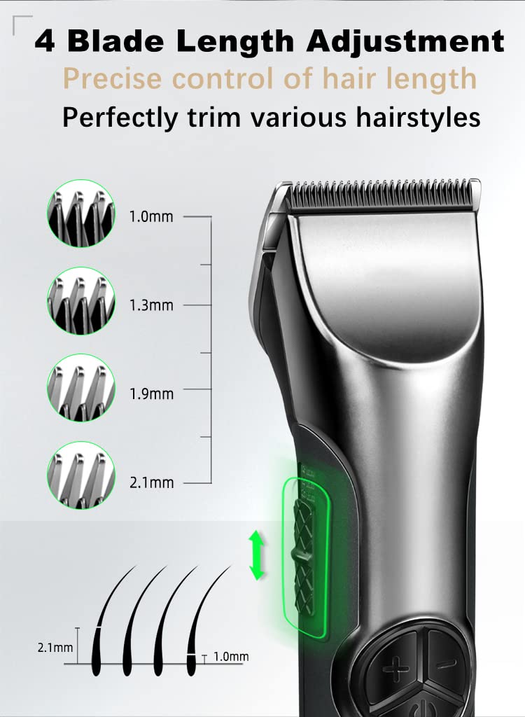 Professional Hair Hair Clippers for Men,T-Blade Zero Gapped Cordless Hair Trimmer Edger Clipper for Hair Cutting Rechargeable Hair Liners Electric Beard Trimmer Shaver With LED Display (sliver)