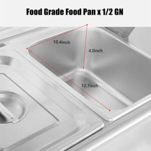 Bain Marie Food Warmer Steam Table Food Grade Stainless Steel Commercial Countertop Food Warmer for Restaurants (5 Pan)