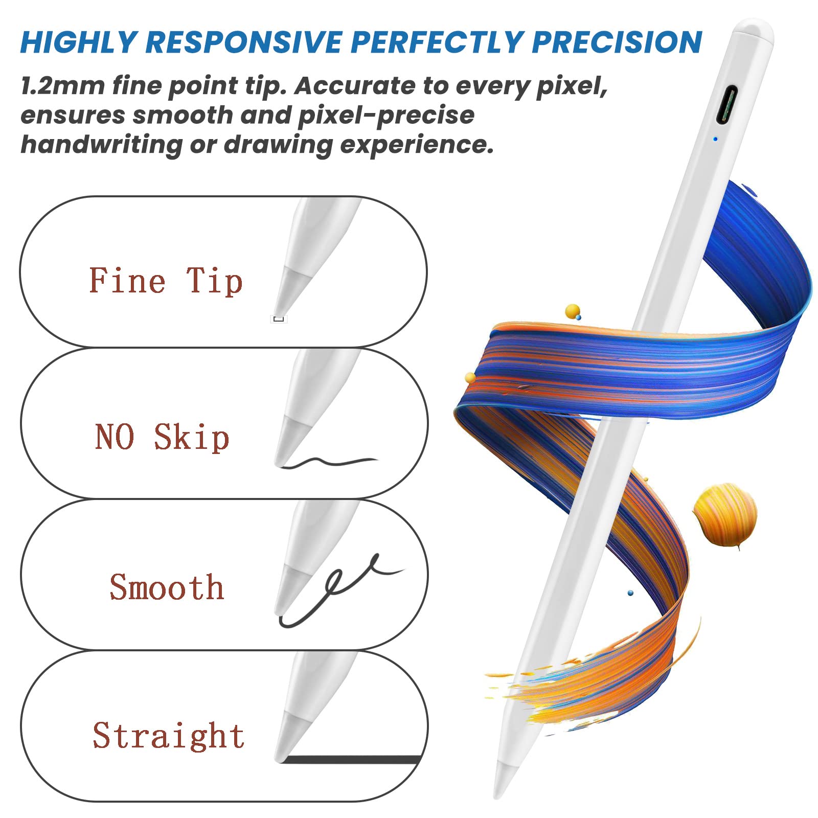 Electronic Stylus Pen for Galaxy Z Flip 3 Z Fold 3,New Plastic Point Tip with Precise and Accurate Drawing Pens Compatible with Galaxy Z Flip 3 Z Fold 3 Stylus Pencil,White