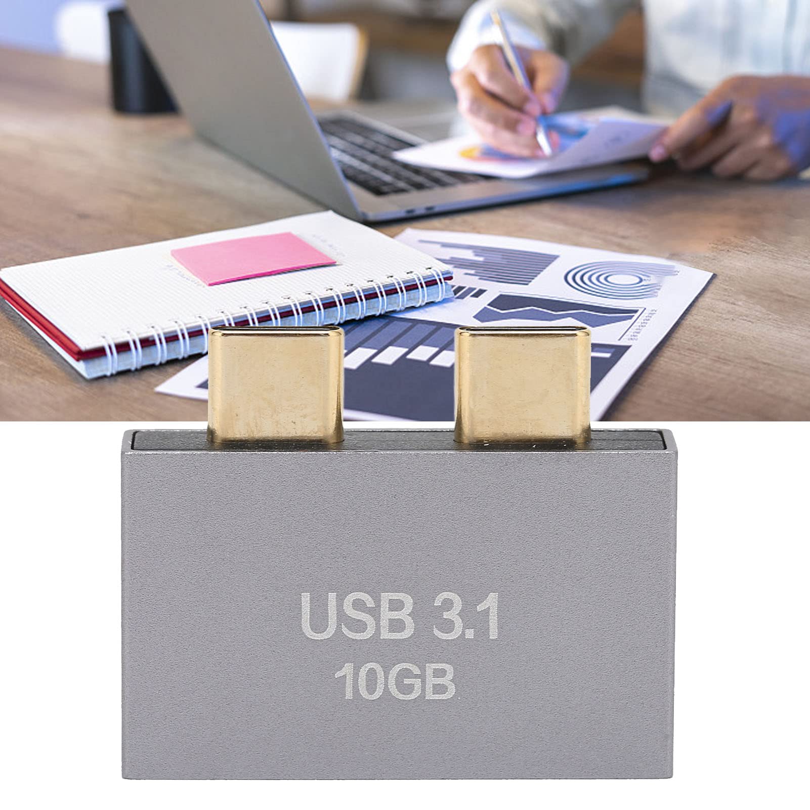 USB C Hub, Mini Type‑C Adapter Type‑C Expansion Dock Adapter for Thunderbolt 3 USB Adapter 10Gbps Aluminum Alloy Type‑C Adapter Data Extender Hub(Type-C Revolution to Type-C