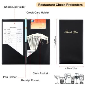 30PCS Restaurant Check Presenters Guest Check Card Holder Black with Gold Thank You Imprint Restaurant Bill Book Holder Customer Check Holder for Restaurants Cafe Bar Eatery 11 x 4.7 x 0.08 Inch (30)