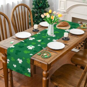 Siilues St. Patrick's Day Table Runner, St. Patrick's Day Decorations Green Shamrock Seasonal Spring Holiday Table Decorations for St. Patrick's Day Party Dining Table Decor (13'' x 72'')