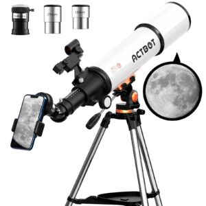 telescopes for adults astronomy, 80mm aperture 500mm az mount professional refractor telescope for beginners with phone adapter, portable space telescope with carrying bag