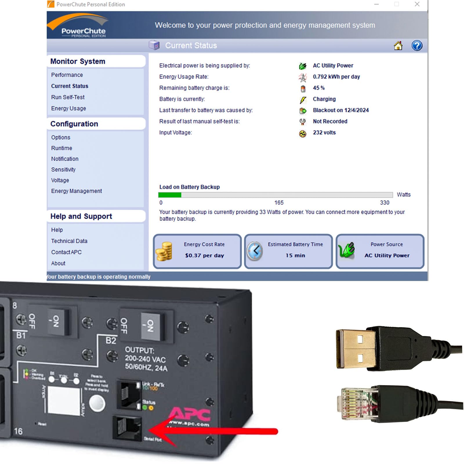 DSD TECH SH-RJ50A USB to RJ50 Cable for APC UPS PowerChute Equivalent to AP9827(1.8M/6FT)