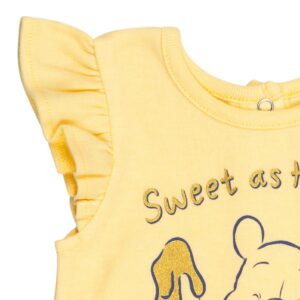 Disney Winnie the Pooh Newborn Baby Girls Snap Romper and Bucket Sun Hat Yellow 3-6 Months