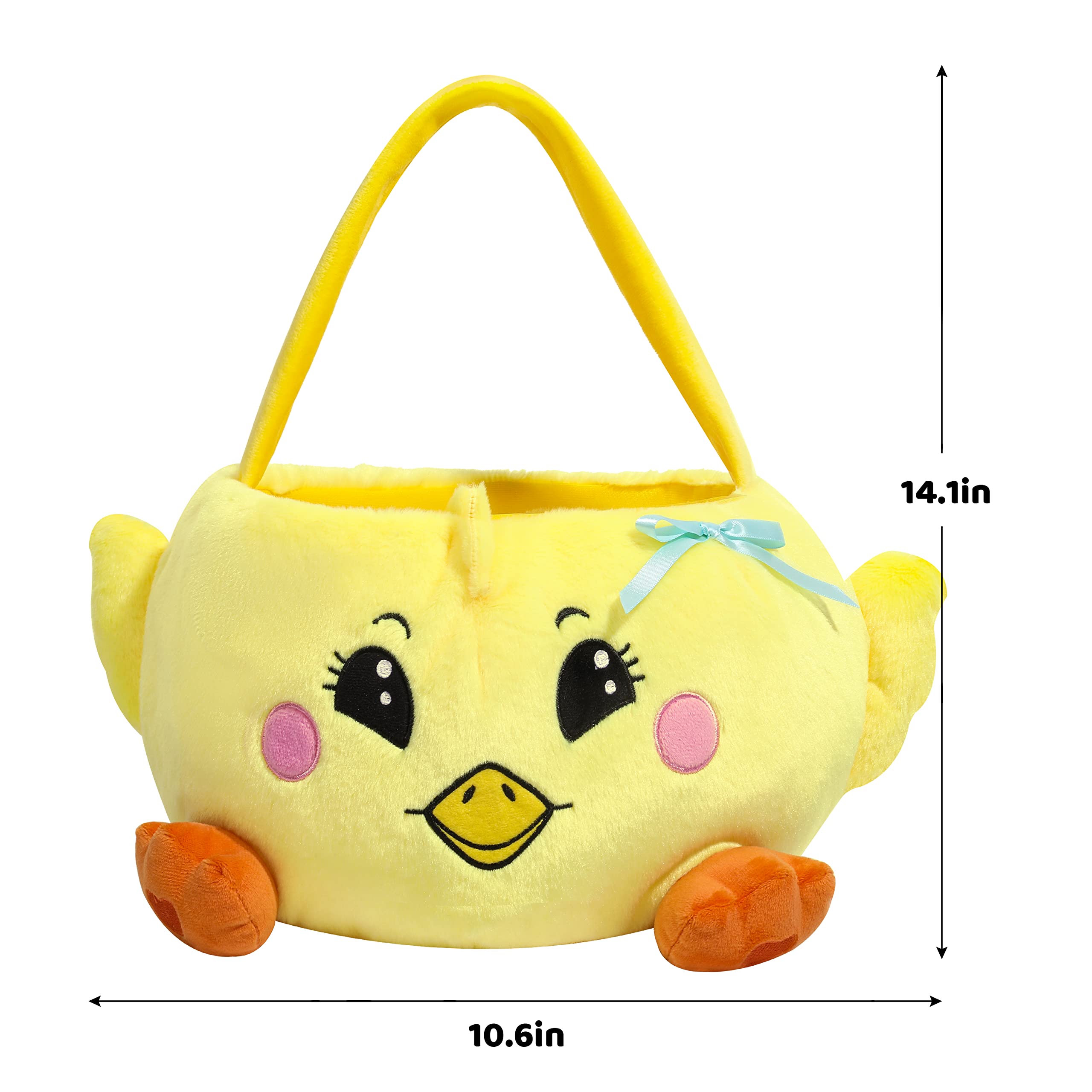 JOYIN Large Easter Plush Chicken Basket, 3D Chicken Basket with Handles for Baby Girls Boys Easter Egg Hunting, Party Supplies, Decorations, Gifts Kids