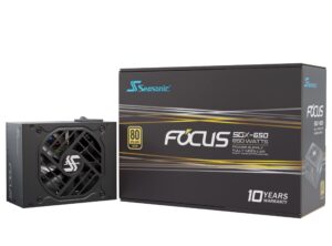 seasonic focus sgx-650 | 650w | 80+ gold | full-modular | sfx form factor | low noise | premium japanese capacitor | 10 year warranty | nvidia rtx 30/40 super & amd gpu compatible (ref. ssr-650sgx)