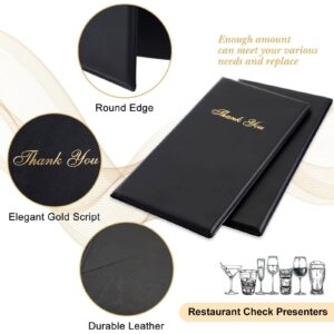 30PCS Restaurant Check Presenters Guest Check Card Holder Black with Gold Thank You Imprint Restaurant Bill Book Holder Customer Check Holder for Restaurants Cafe Bar Eatery 11 x 4.7 x 0.08 Inch (30)