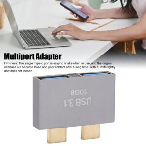 USB C Hub, Mini Type‑C Adapter Type‑C Expansion Dock Adapter for Thunderbolt 3 USB Adapter 10Gbps Aluminum Alloy Type‑C Adapter Data Extender Hub(Type-C Revolution to Type-C