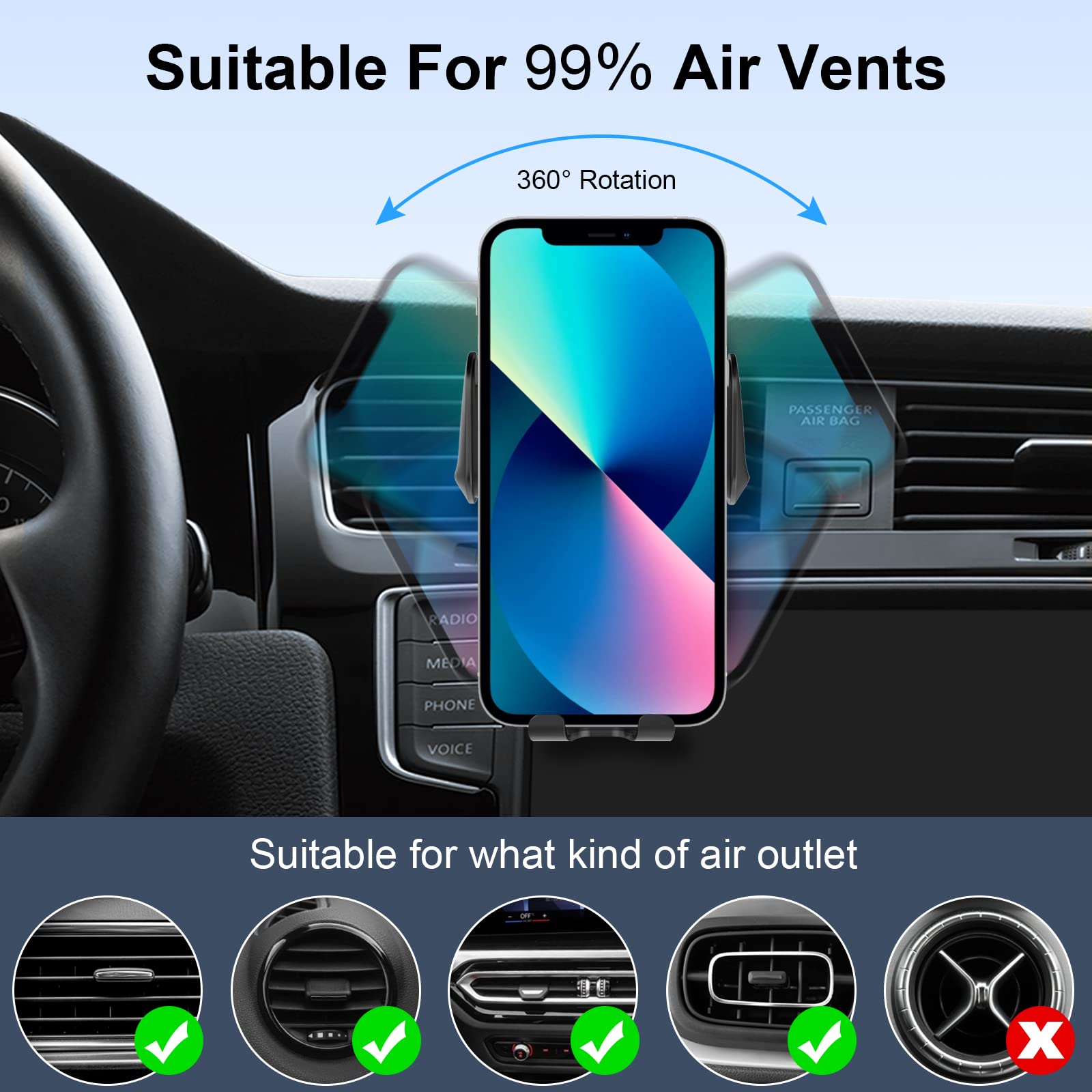 2022 Smart Wireless Car Charger Phone Holder, Wireless Auto Sensing Cell Phone Car Chargers Holder Car Phone Holder Compatible for iPhone13/12 11/ Pro/XS/XR/ 8 Plus, Samsung S10 /S9 / Note10 / Note9