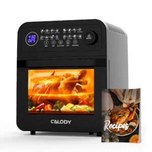 calody 12.7 qt air fryer, 16-in-1 air fryer toaster oven combo with one-touch preset cooking functions, led display screen, visible window, recipe and 6 accessories included, 1600w