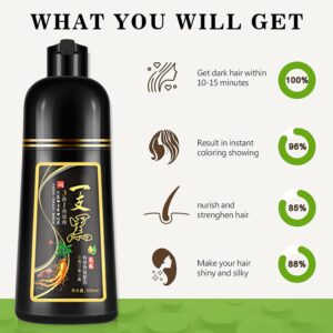 Instant Black Hair Shampoo Contained Natural Herb Ingredients 3 in 1 Hair Black Dye Shampoo, Good Choice for Gray Hair Coverage ,For Men Women White Hair, 500ML per Bottle, 16.9 Fl Oz (Pack of 1)