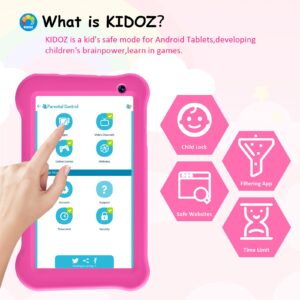 Tablet for Kids, 2GB RAM, 32GB Storage,7 Inch IPS Display, Android 10 Kids Tablet, Parental Control, Tablet with Kids-Proof Case, Pink