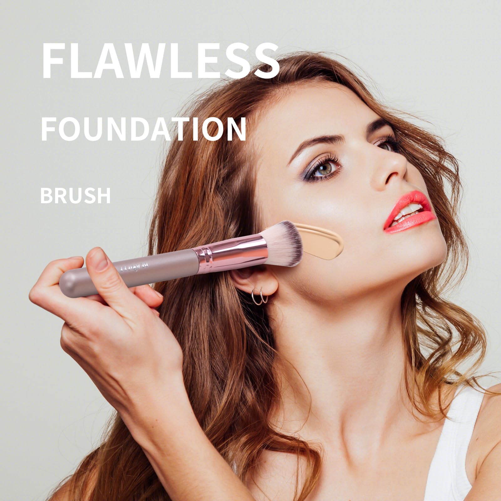 Foundation Brush Flat Top Makeup Foundation Brush Small Top Premium Durable Kabuki Makeup Brush Perfect for Flawless Powder and Cream,Buffing, Blending Liquid,Blending,Concealer Makeup Face Brush