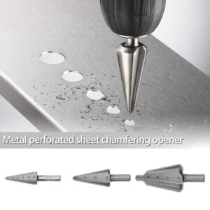 SING F LTD 3pcs Cone Drill Bit Set High Speed Steel Drill Bit 3-14mm 5-20mm 16-30mm Umbrella Chamfering Cutters Wood Metal Hole Opener Drilling