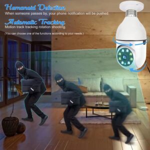 Elytsemoh 1080P Smart Home Surveillance Camera, E27 Bulb Camera, 360 Degree Panoramic Wireless Security PTZ Camera, 2.4GHz WiFi, Night Vision, Two Way Audio, Smart Tracking, Motion Detection