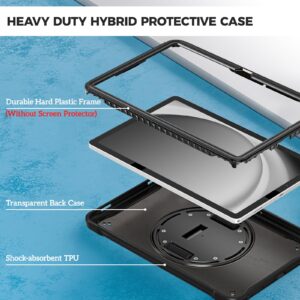 ProCase Galaxy Tab A8 Case 10.5 Inch 2022 (SM-X200/X205/X207), Rugged Heavy Duty Shockproof Case with Hand Strap Rotating Kickstand Protective Cover Case for 10.5" Galaxy Tab A8 2022–Black