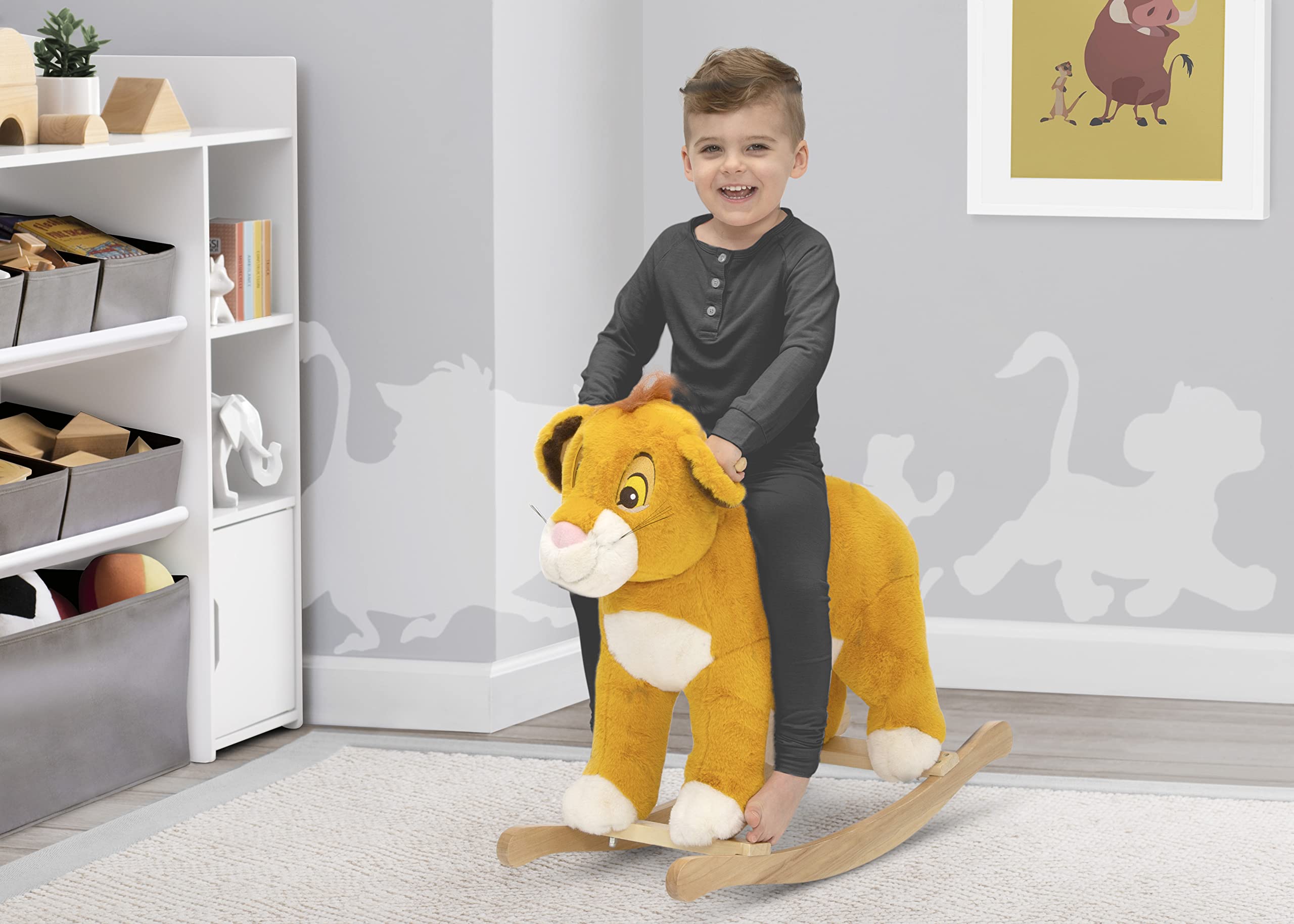 The Lion King Simba Plush Rocker by Delta Children Wooden Ride On Rocking Horse for Babies 18 Months and Up