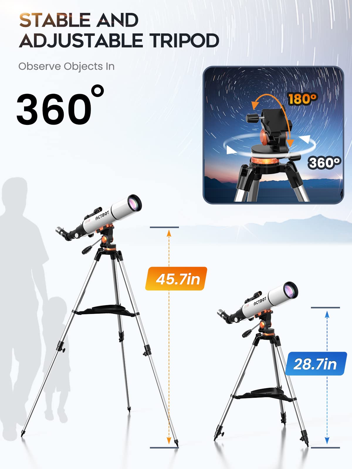 Telescopes for Adults Astronomy, 80mm Aperture 500mm AZ Mount Professional Refractor Telescope for Beginners with Phone Adapter, Portable Space Telescope with Carrying Bag