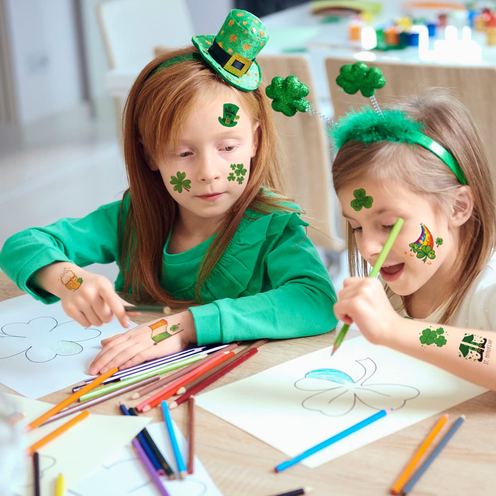 St. Patrick's Day Temporary Tattoo 20 Pack Big Shamrock Tattoos St. Patrick's Day Accessories Kids Party Favors Saint Patrick's Day Temporary Tattoos for Kids Adults