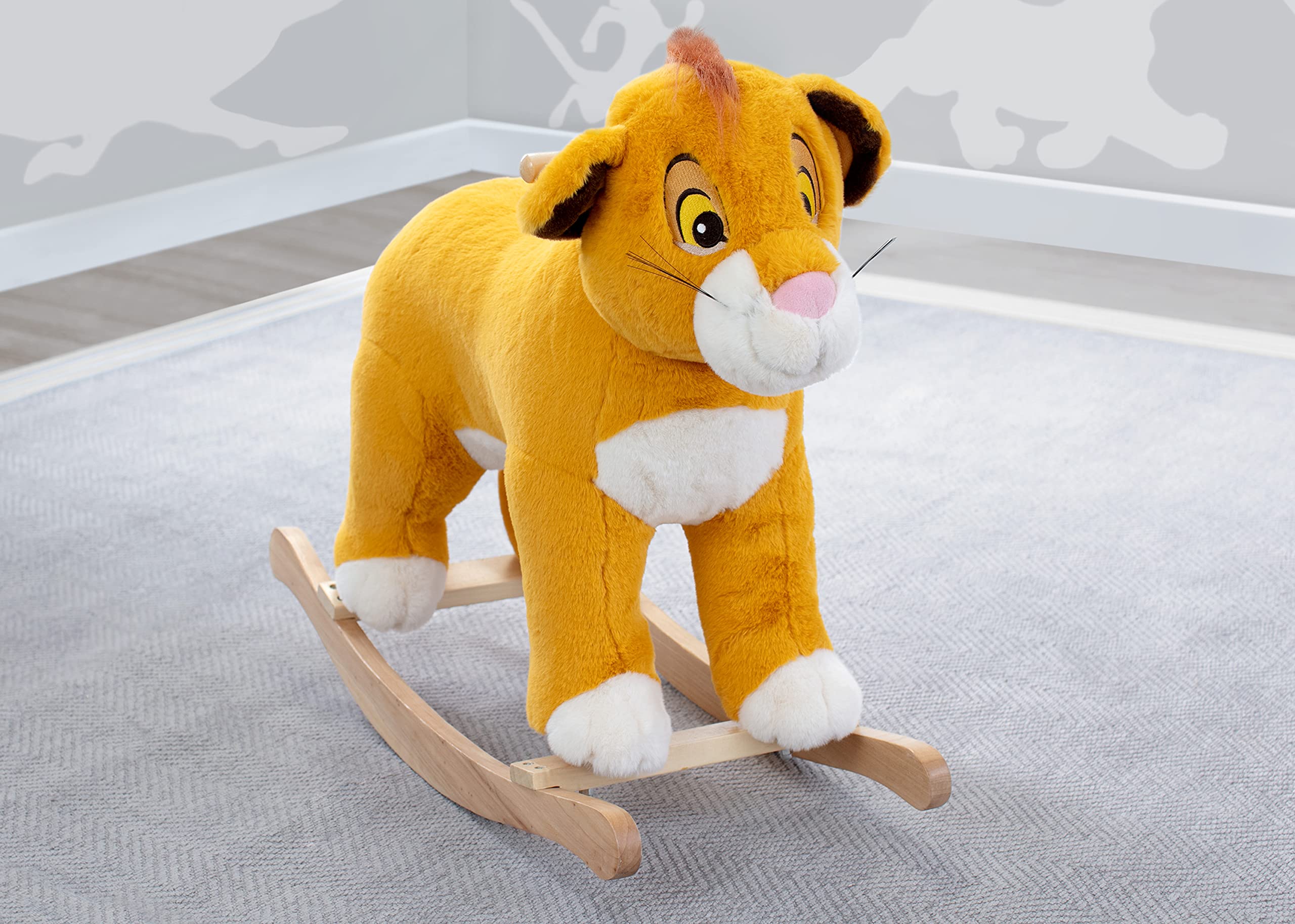 The Lion King Simba Plush Rocker by Delta Children Wooden Ride On Rocking Horse for Babies 18 Months and Up