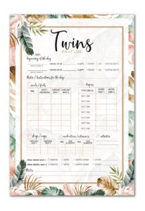 novaalife baby log for twins - newborn twins - 50 pages - twins sleep schedule, breastfeeding log book, memory books for mom, nanny daily log - baby journal memory book, mom journal, 50 pages