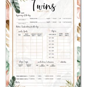 NovaaLife Baby Log for Twins - Newborn Twins - 50 Pages - Twins Sleep Schedule, Breastfeeding Log Book, Memory Books for Mom, Nanny Daily Log - Baby Journal Memory Book, Mom Journal, 50 Pages