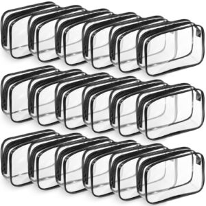 18 pack clear makeup bags clear cosmetic bag pvc plastic zippered pouches portable toiletry bags for women men travel vacation bathroom organizing (black border)