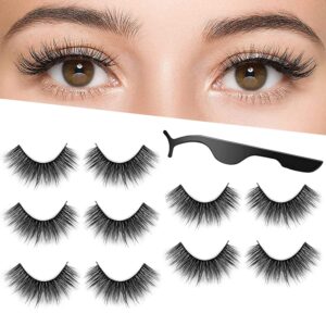 5 pairs self adhesive eyelashes, false eyelashes no glue no eyeliner, false lashes with tweezers natural looking (natural lashes)